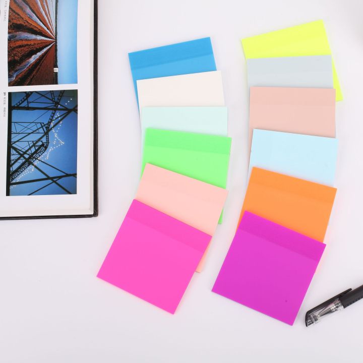 Fluorescent color index Morandi color note pad transparent sticky notes ...