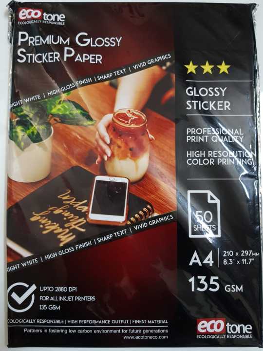Glossy Photo Sticker Paper A4 size 50 sheets 135g | Daraz.pk