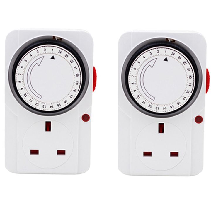 2X 24-Hour Segmented Timer Switch-Energy-Saving Plug Timer Socket Kit ...