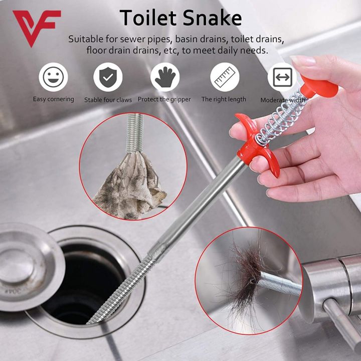 Metal Flexible 90 cm Wire Brush Hand Sink Cleaning Hook Sewer Dredging Device Snake Drain Cleaner