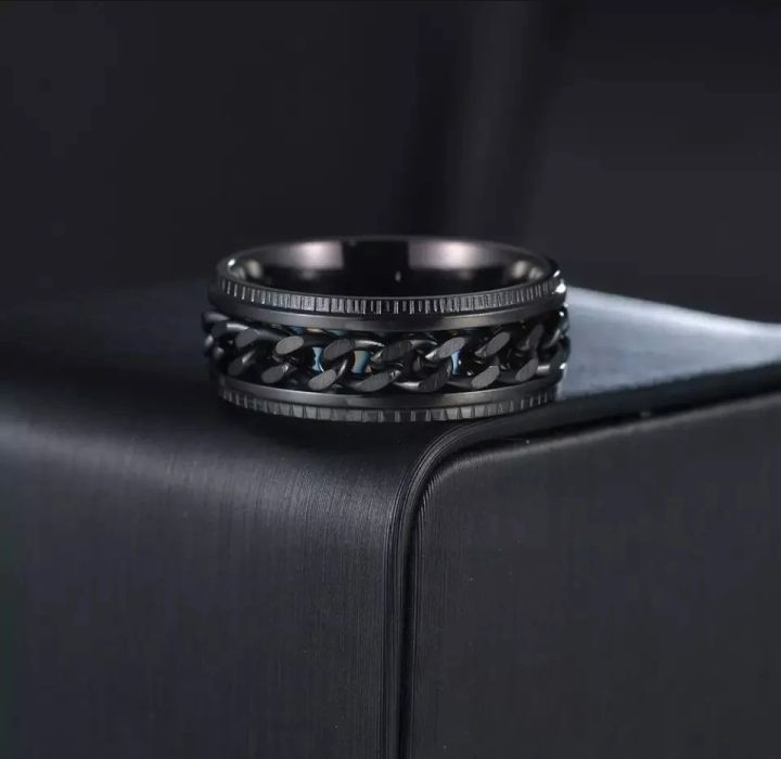 Black Stainless Steel Spinner Chain Ring For Men and Boys | Daraz.pk