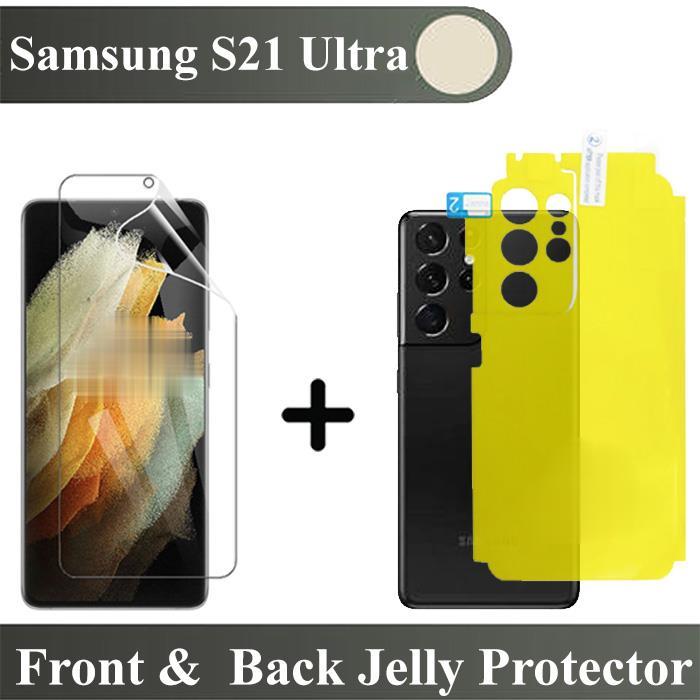 Samsung S21 Ultra 5G Front Screen Protector + Back Jelly Protector Soft ...