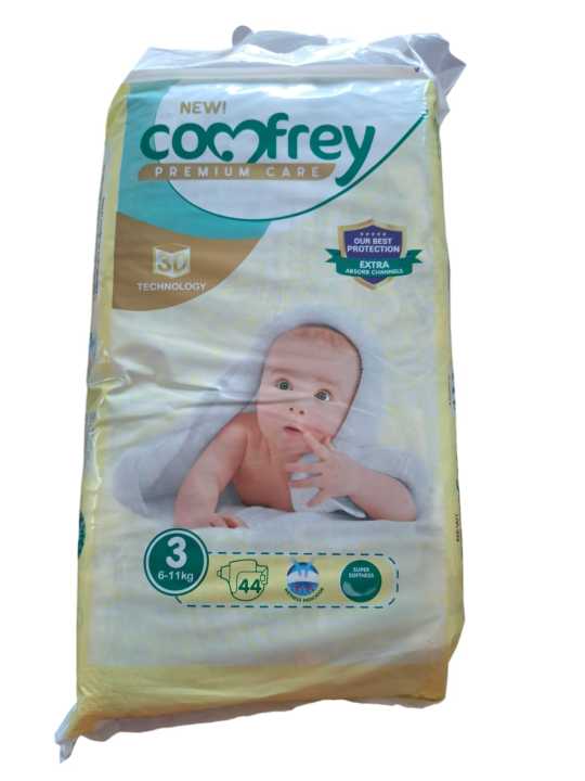 New! COMFREY Premium Care Baby Diaper Medium Size 3 ( 44 Pcs ) 3D ...
