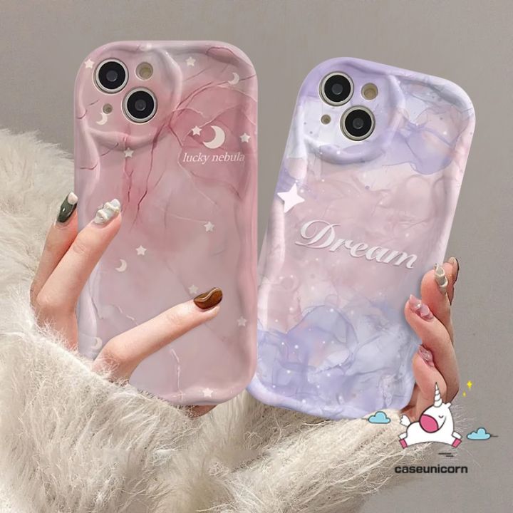 Romance Starry Sky Moon Pink Purple Case Compatible For IPhone 7Plus 15 ...