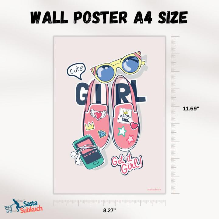 Cute girl Aesthetic posters Vintage posters for room | Daraz.pk