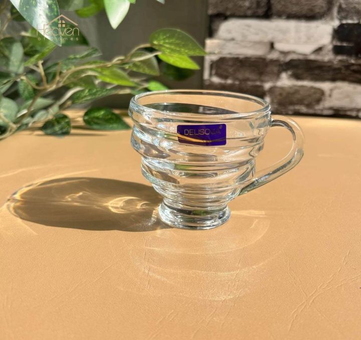 Set of 6 cup delisoga®️ Transparent clear Glass coffee Tea Mugs 210 ml ...