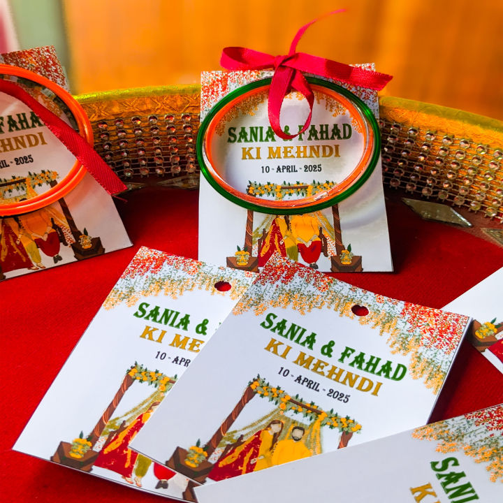 Premium Customized Bangles Cards (12 Pcs Only Card) Mehndi Card ...