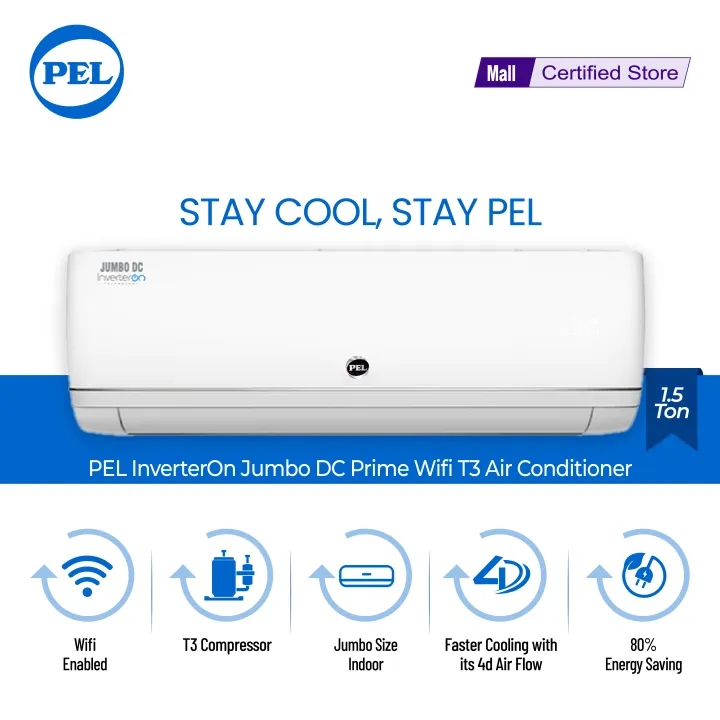 PEL Inverter Split AC | 1.5 TON | PINV Jumbo DC Prime T3 18K | Wi-Fi ...