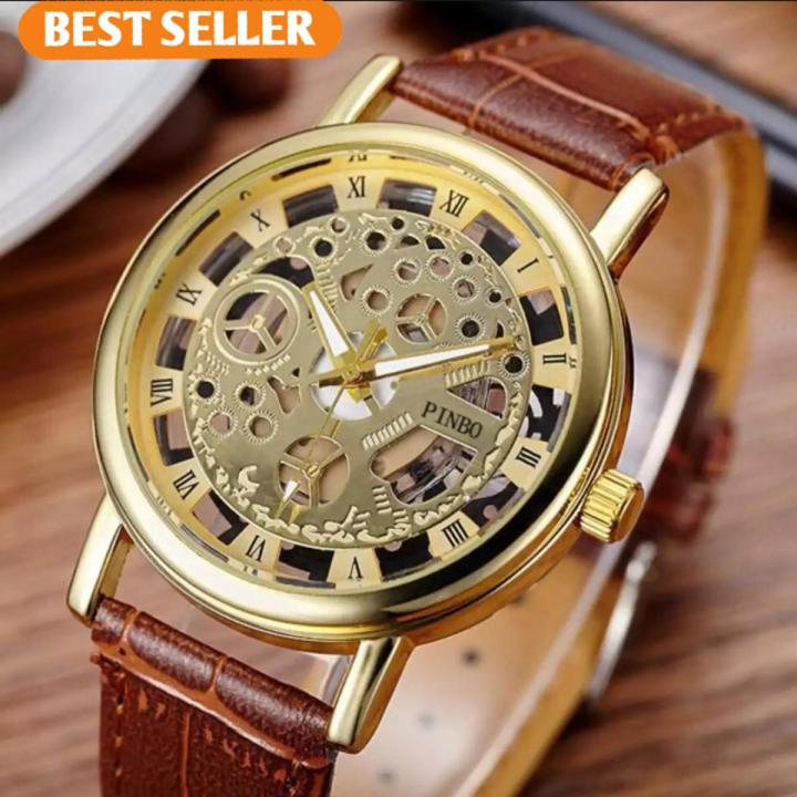 Skeleton Double Sided Glass Watch for Men & boys | Daraz.pk