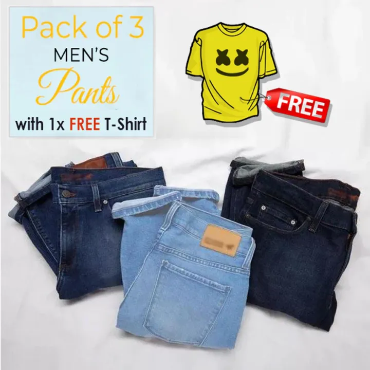 Bundle of 3 - Denim Jeans Pant for Men Stretcable Export Quality Dark ...