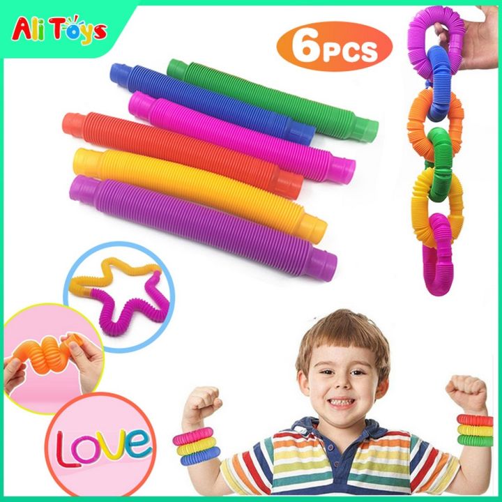 AliToys 1PC/6PC Pop Tube Fidget Toy Pipe Sensory Toys For Stress And ...