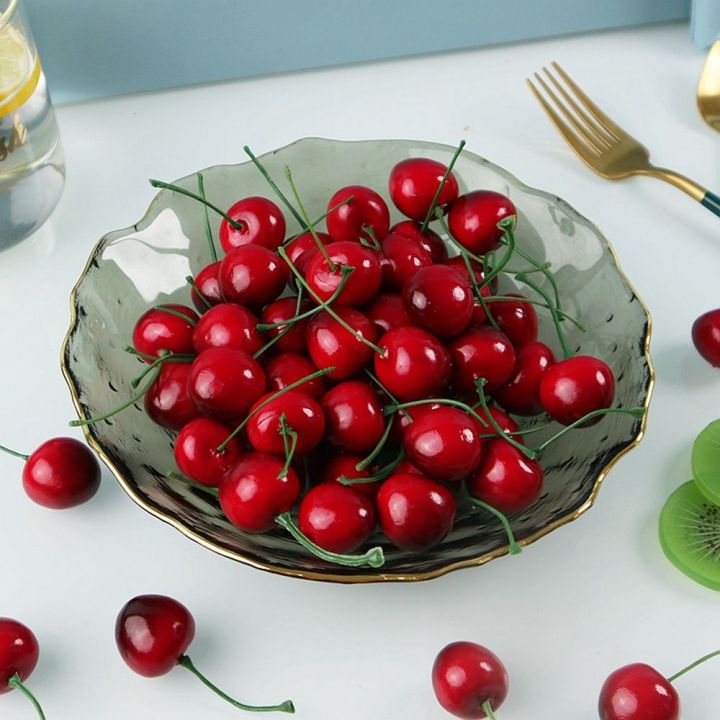 Foam Mini Food Crafts Lifelike Artificial Cherries Faux Cherry Fruit ...