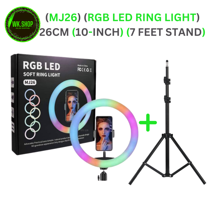 MJ26 10 Inch RGB Led Ring Light With PHONE HOLDER Circle Ring Selfie Led Photographic Studio ...