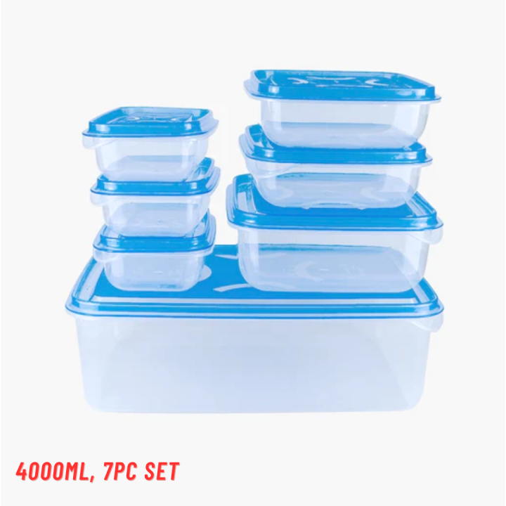 THUMB LOCK FOOD CONTAINER PLASTIC STORAGE BOX ( 4000ml, 7PC SET) | Daraz.pk