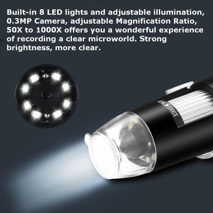 Digital Microscope 500X Portable 8 LED Light Adjustable Dimmer ...