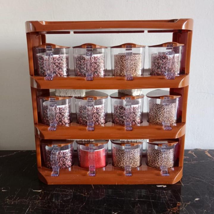 12 pcs Galaxy Masala Jar kitchen rack Masala Box Spice Rack box with ...