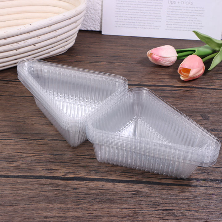 10Pcs Cake Slice Plastic Container Clear Triangle Dessert Box Food ...