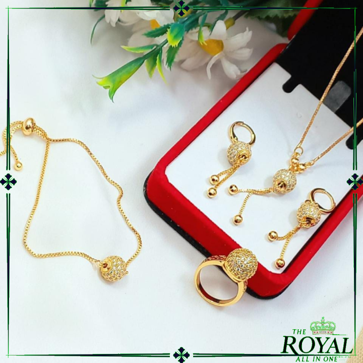 Golden Plated Zarcon Combo Set Complete ( Pendant - Drop Earrings - Up ...