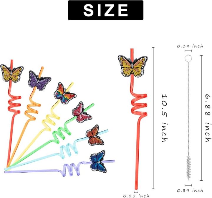 FUN REUSEABLE & COLORFUL STRAWS FOR KIDS - BUTTERFLY SHAPES - PACK OF ...
