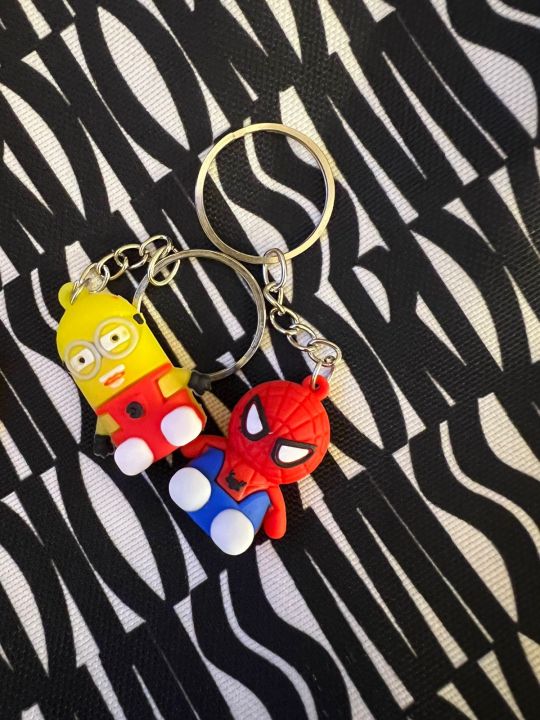 Pack of 2 Keychains – Minion, Doraemon & Jerry – Soft PVC Rubber Key ...