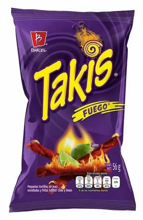 Takis Fuego Hot Chili Pepper And Lime Tortilla 56 g (Original Mexican ...