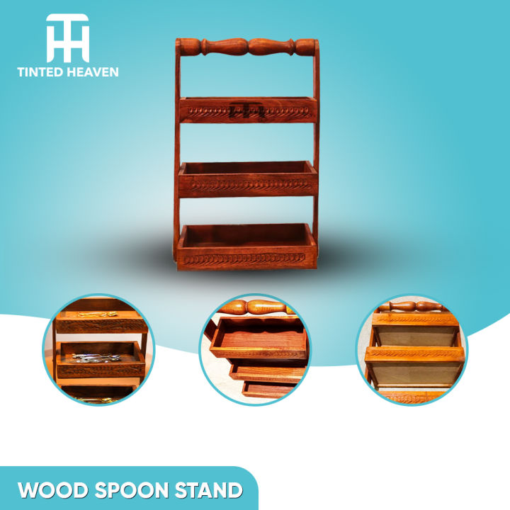 Spoon Rack , Spoon Holder , Wooden Carving Spoon Rack Stand, Wooden ...