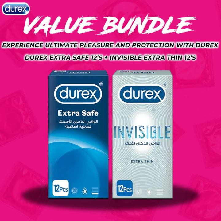 Pack of 2 - Extra Safe Extra Thick Safety Condoms 12s + Invisible Extra Thin Condoms 12 | Daraz.pk