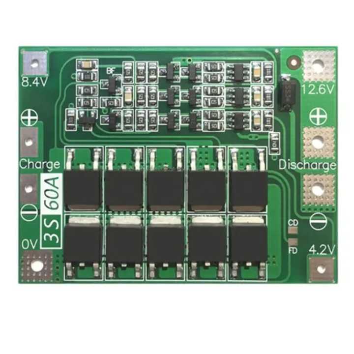 3S 60A 12.6V 18650 Li-ion Lithium Battery BMS Protection Board with Balanced Charging Module ...
