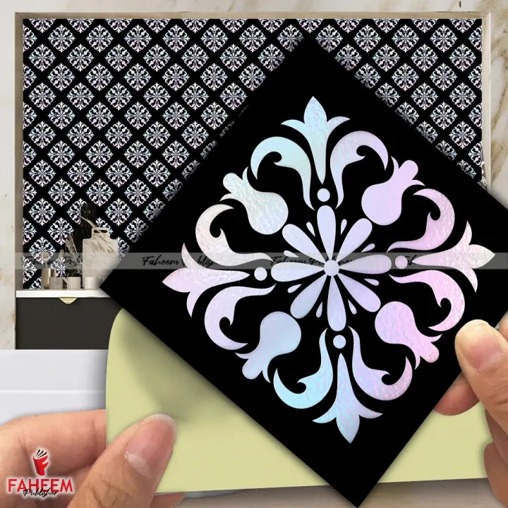 Peel & Stick Wall Décor - Waterproof Silver Foil Geometric Tile ...