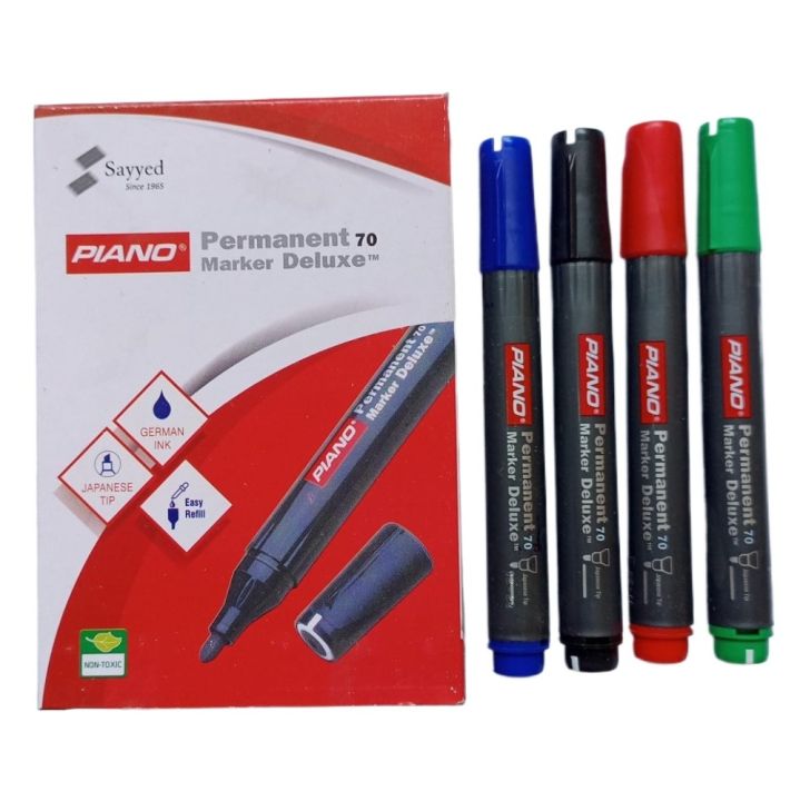 PIANO Permanent Marker Deluxe 70 Round Tip Refillable - Pack of 12 ...
