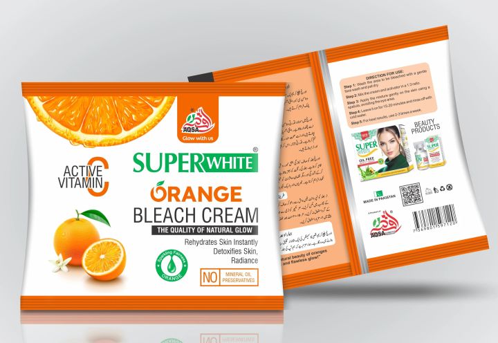 Super White Orange Facial Bleach Sachet | Instant Glow & Brightening ...