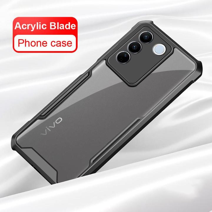 【2023】 Transparent Acrylic Back Case For Vivo V27 Pro 5G V 27 27V V27Pro V27E 4G VivoV27 E Heavy ...