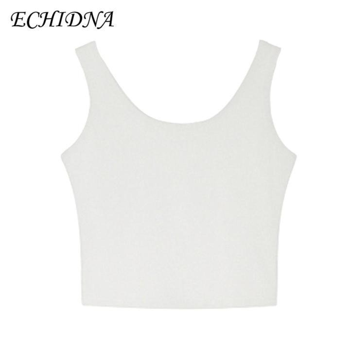 Echidna Crop Top Solid Color Woman Stretchy Vest Top Darazpk