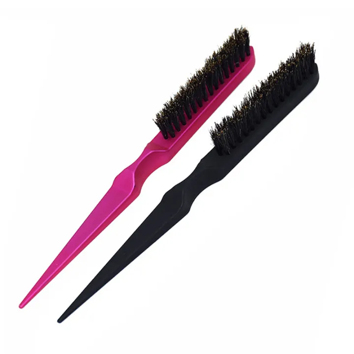 Hair Brushes Comb Slim Line Women Salon Back Boar Bristle Hairdressing ...