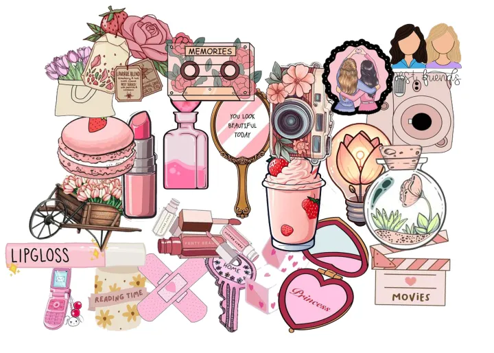 Pack of 21 - Pink Friendly Girl Stickers - Stickers for Mobile ...