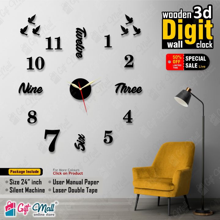 Made by Gift Mall - Creative 3d Letters & Words DIY Wooden Wall Clock ...