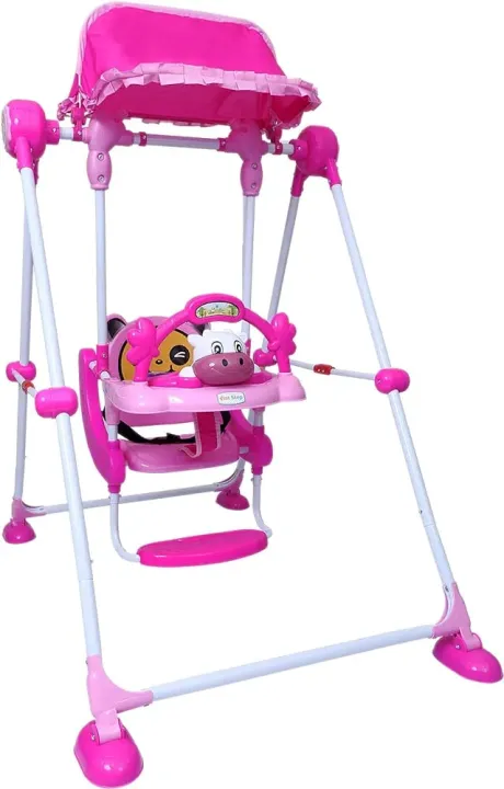 1st Step Baby Swing with 3 Point Safety Harness, Musical Play Tray and ...