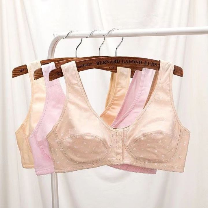 3 Button Front Open Wide Strap Nursing Bra Full Coverage, Non Padded ...