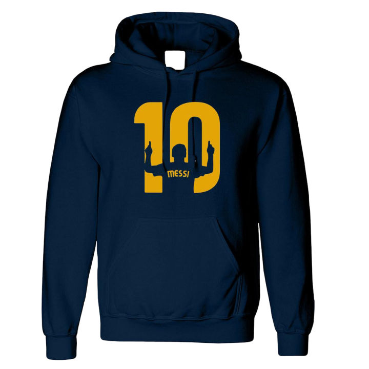 Navy Blue Printed Cotton Messi 10 Hoody Winter | Daraz.pk