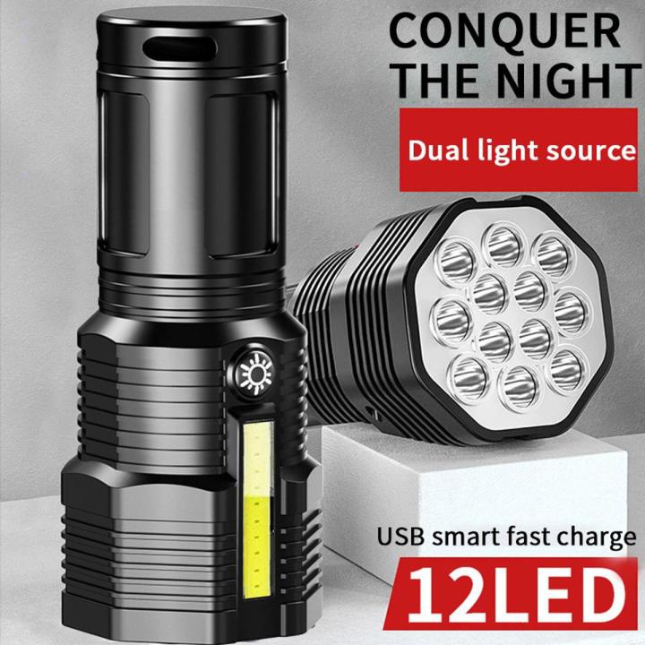 Super Powerful LED Flashlight 4 Modes Lighting USB Rechargeable ...