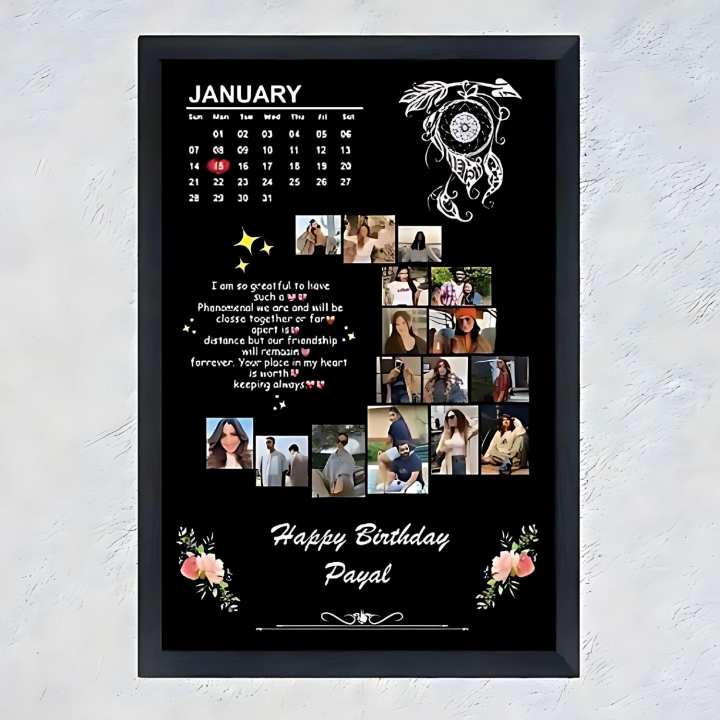 Premium Wooden Personalized Birthday Month Calendar Photo Frame ...