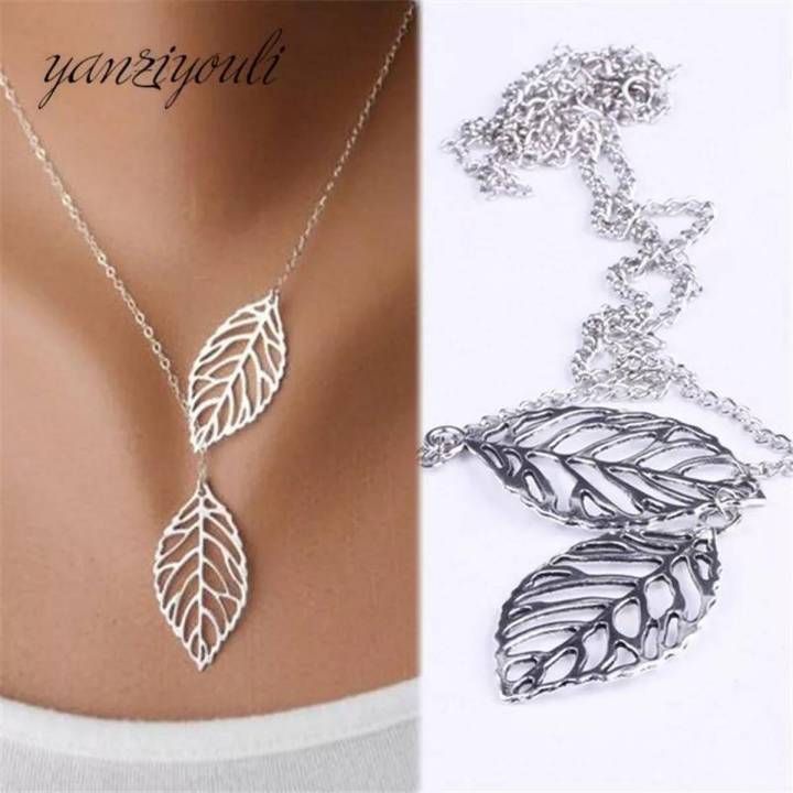 Girls Stylish Silver Meple Leaf Necklace For Women Fashion | Daraz.pk