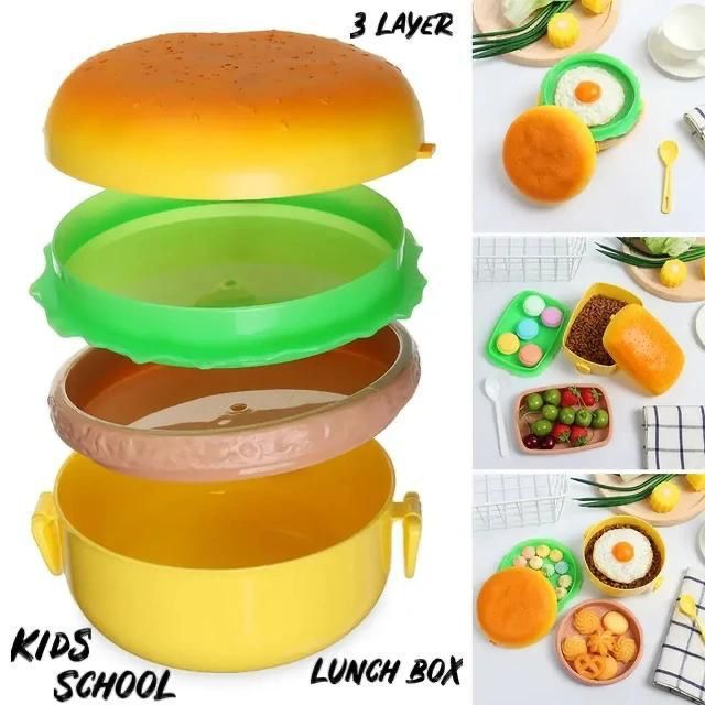 Layer Plastic BPA Free Burger Shape Lunch Box with Spoon | Daraz.pk