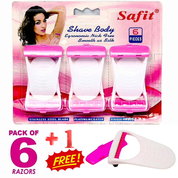 Women Razor Blade Hair Removal Disposable blades 6 + 1 free PC Safety ...