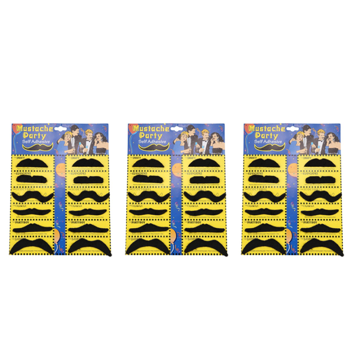 36 Pack Self Adhesive Assorted Fake Moustache / Mustache Set Fancy ...
