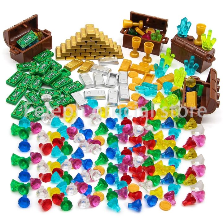 153Pcs/set Jewelry Sets Building Blocks MOC Gold Coins Ore Diamonds ...