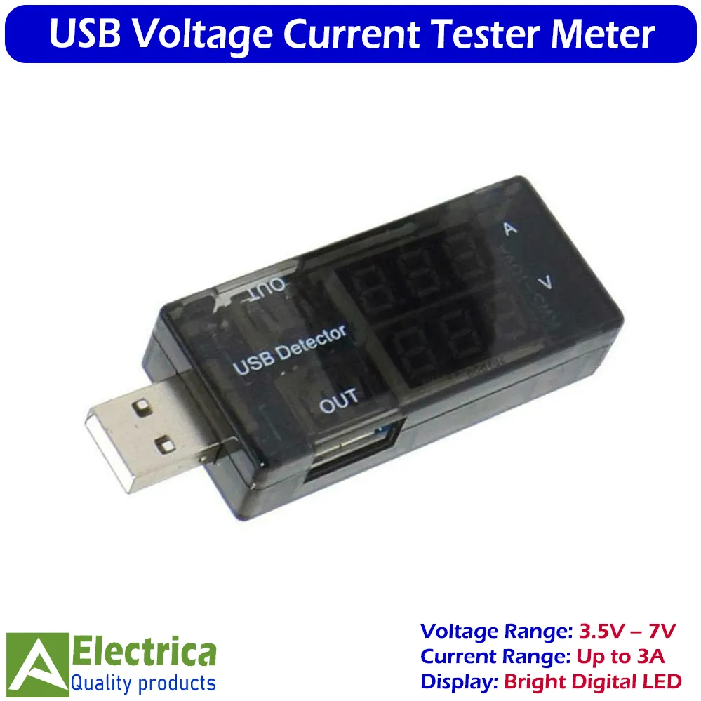 USB Current Voltage Test Detector Voltmeter Ammeter Digital Measuring ...