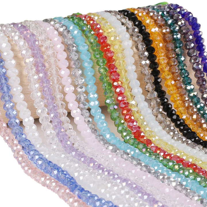 65 175Pcs Rondelle Austria Faceted Crystal Glass Beads Loose Spacer Beads for Jewelry Making Accessories Daraz.pk