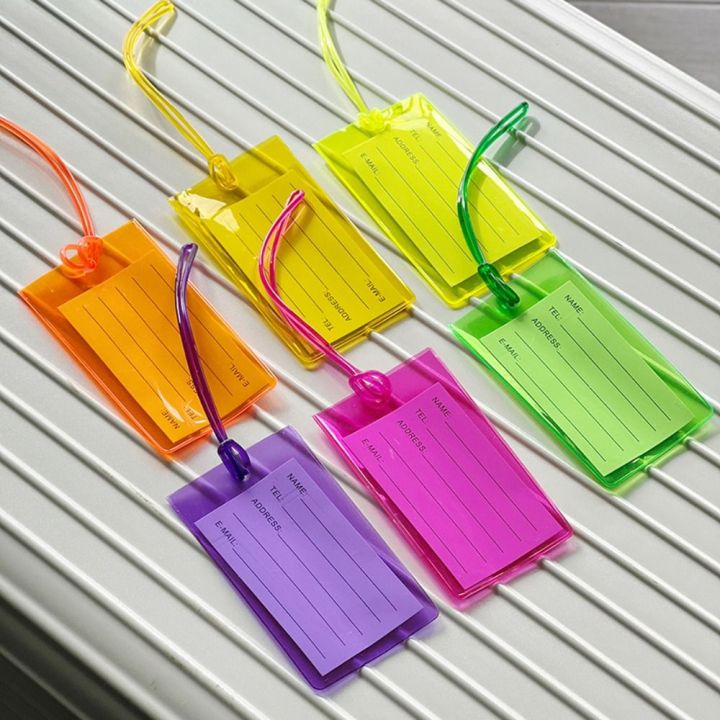 Soft Fluorescent Luggage Tag PVC Boarding Pass Information Card Address ...