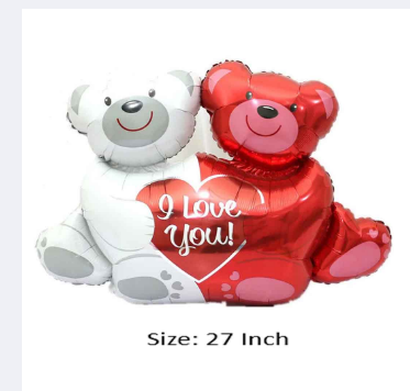 27 Inch I Love You Teddy Bear Foil Balloon – Romantic Anniversary Gift ...